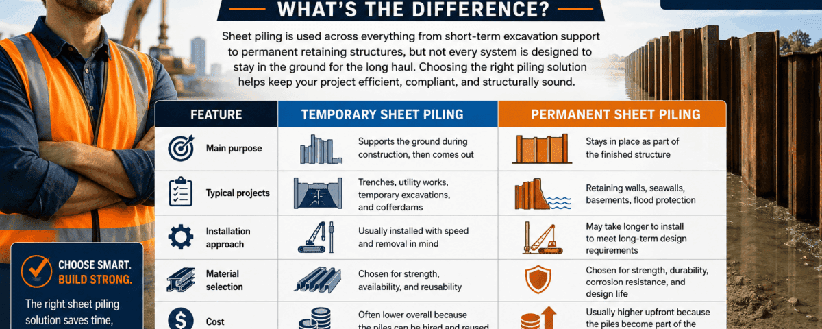 Temporary vs Permanent Sheet Piling Guide | Pilehire
